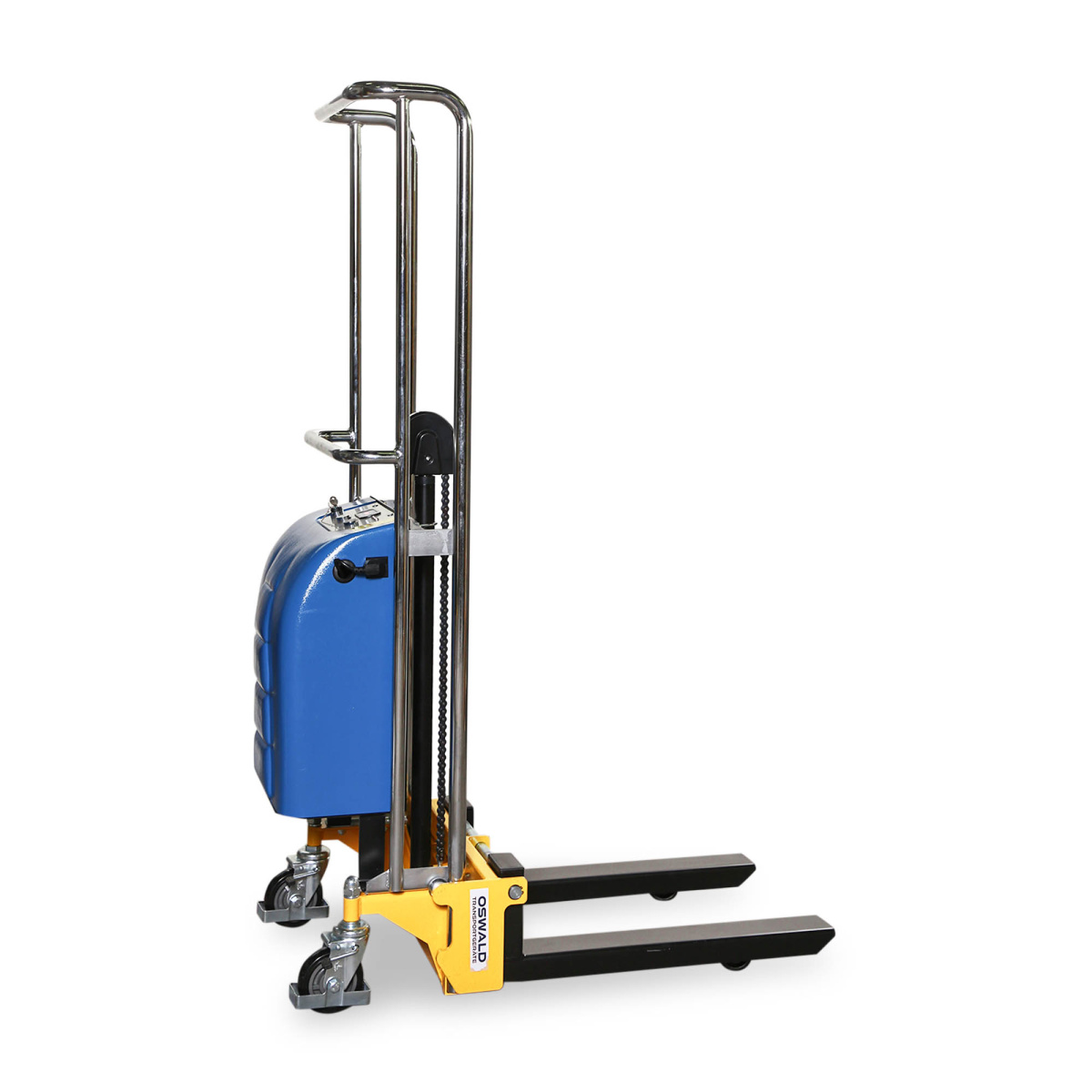 Mini-Stapler semi-elektrisch 400 kg, 1,5 m Hubhöhe, 650 mm Gabellänge