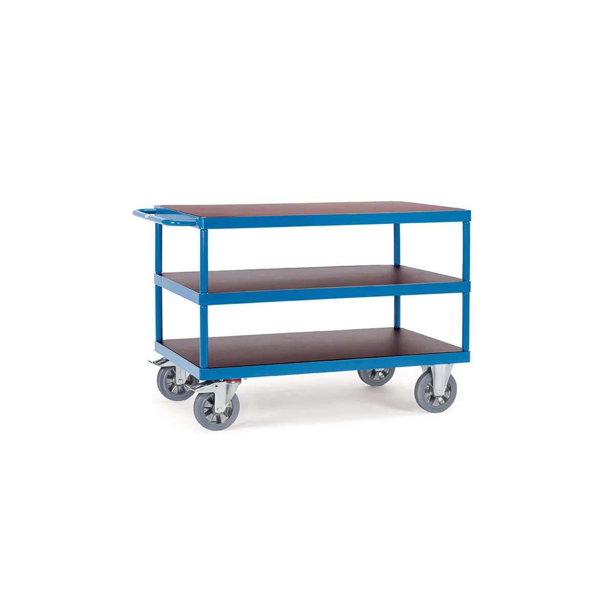 Fetra Tischwagen 1.200 kg LxB 1.600 x 800 mm, 3 Böden, Blau/Siebdruck