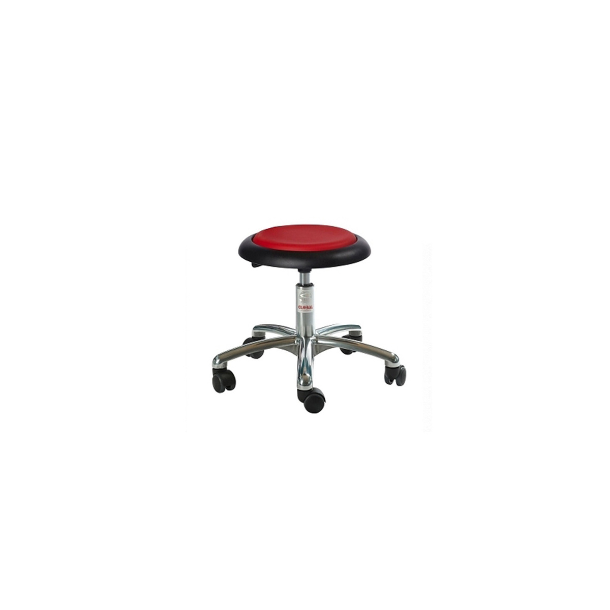 Rollhocker Arbeitshocker, 37-50 cm Sitzhöhe, Alu-Fußkreuz, gepolstert