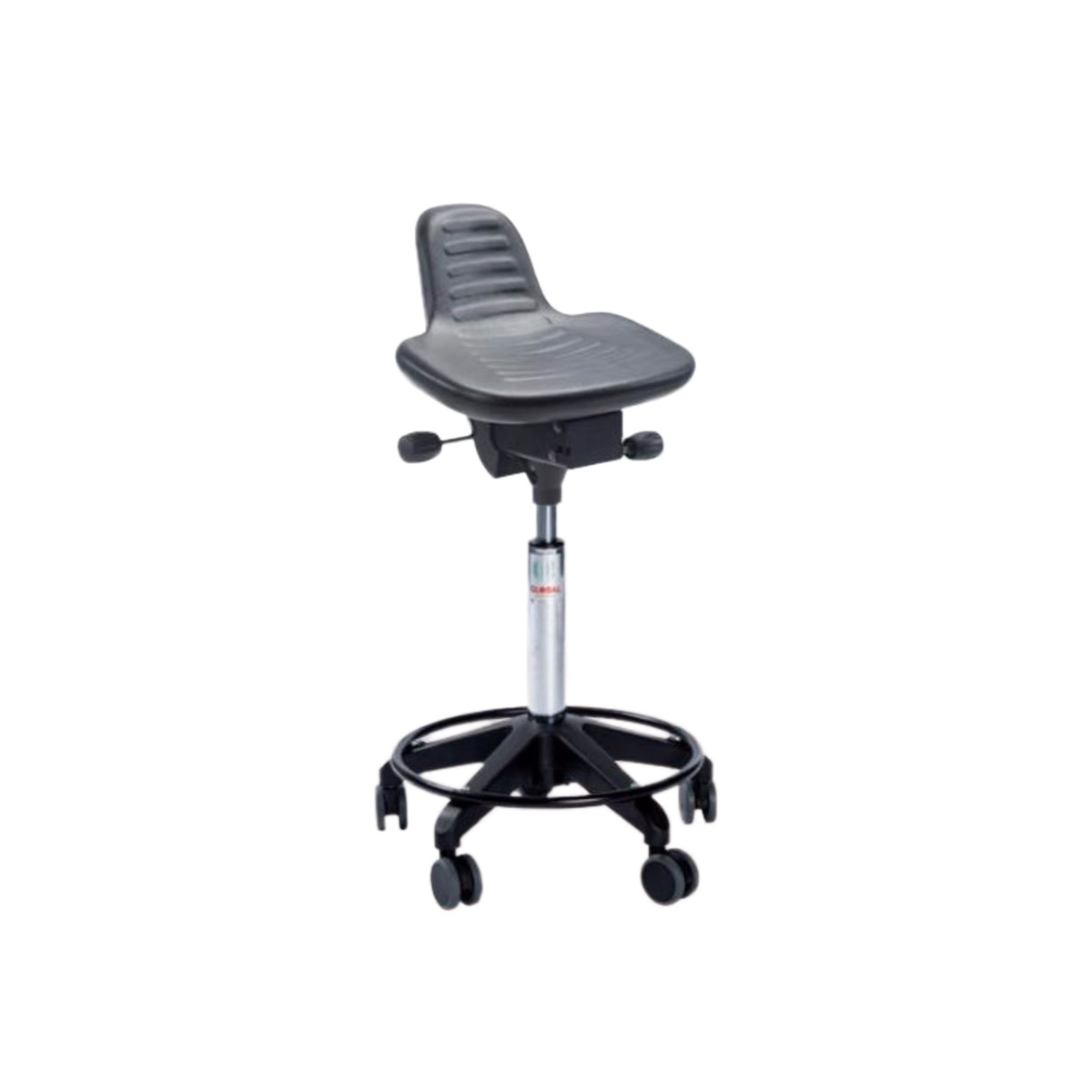 Rollhocker Arbeitshocker, 61-80 cm Sitzhöhe, extra soft, Fußring, sch