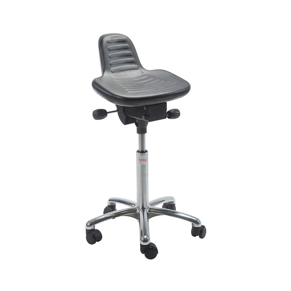 Rollhocker Arbeitshocker, 54-73 cm Sitzhöhe, extra soft, Alu-Fußkreuz