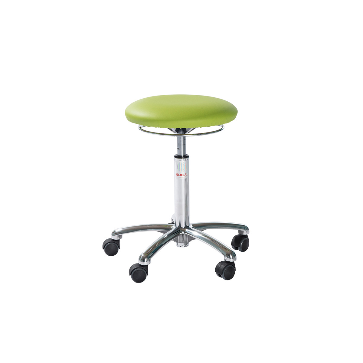 Rollhocker Arbeitshocker, 49-69 cm Sitzhöhe, 60 mm Polsterung, weiß